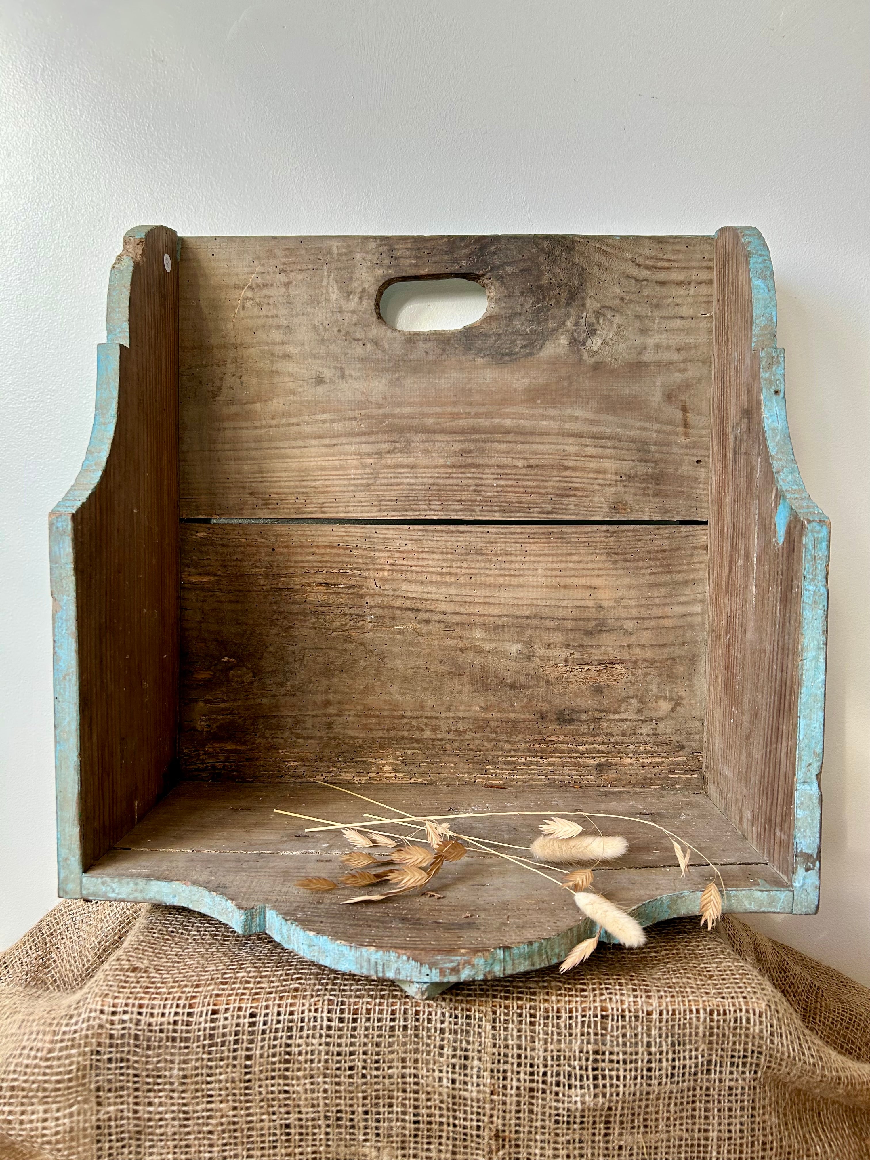 Original paint French blue wash box – Vintage At The Vicarage