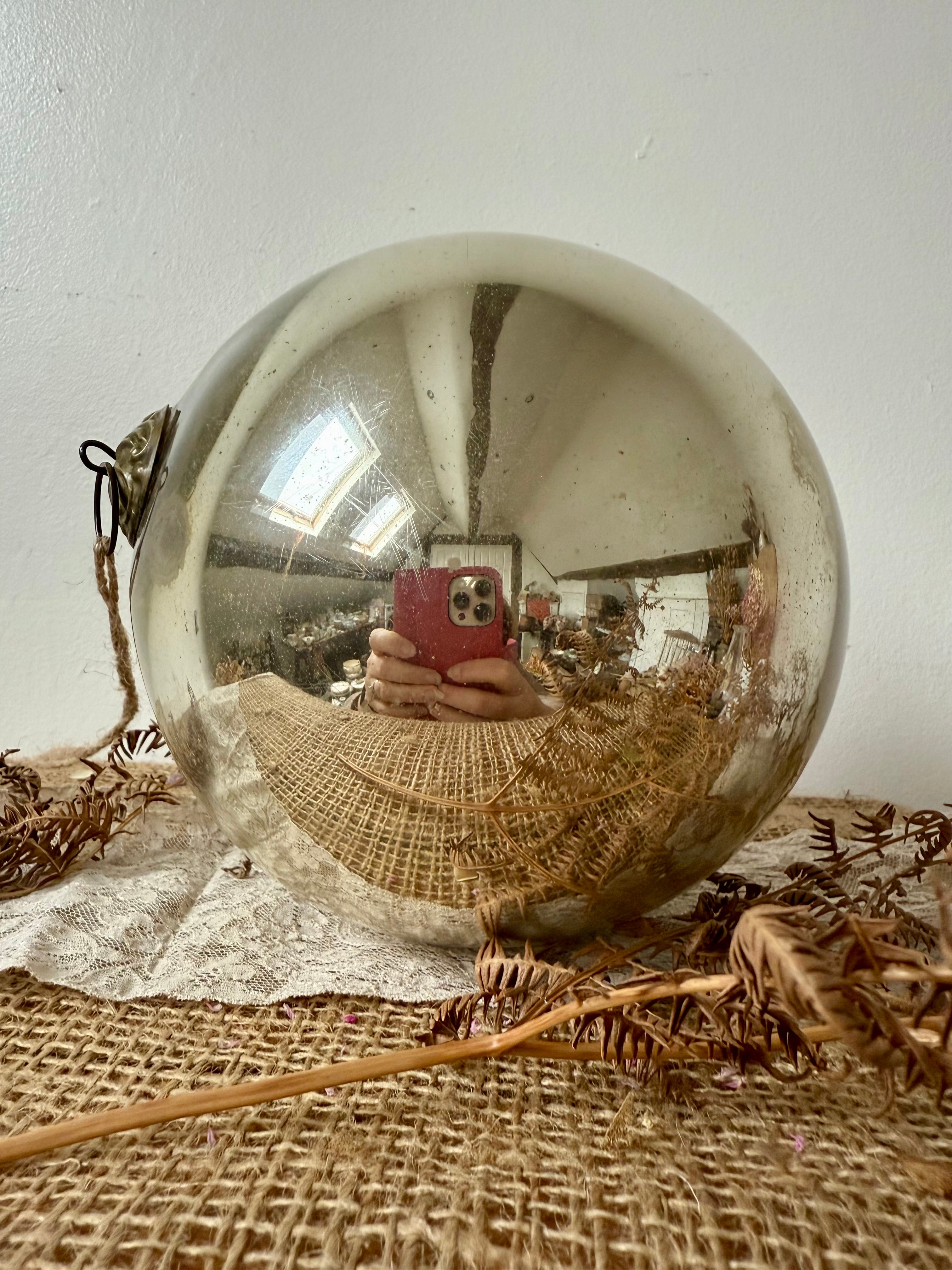 French Vintage Silvered Mercury Glass Witches Ball – Vintage At The ...